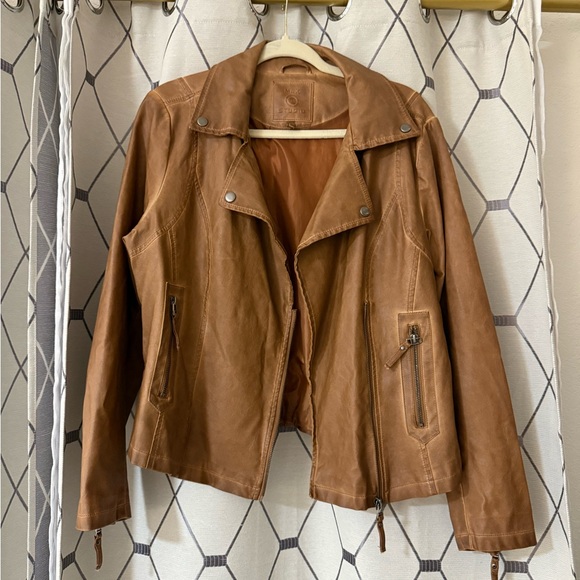 Max Studio | Jackets & Coats | Max Studio Tan Leather Jacket | Poshmark